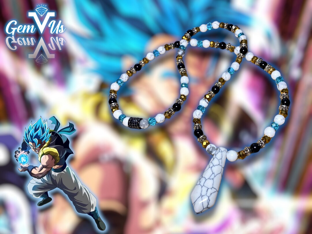 Gogeta Blue Inspired Gemstone Necklace, Unisex Crystal Jewelry Made ...