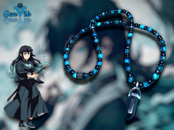 Anime Slayer Inspired Gemstone Necklace Unisex Crystal Jewelry Made With Natural Gemstones for Anime Enthusiasts Etsy