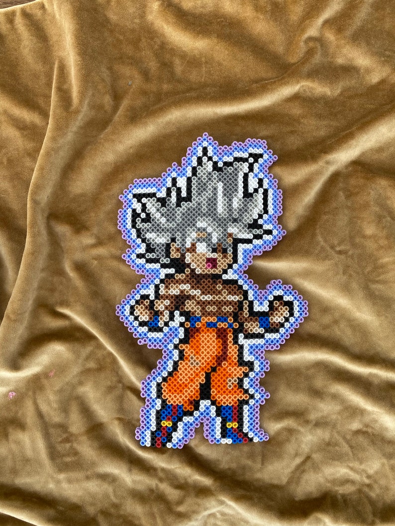 Perler bead art goku ultra instinto dragon ball super perler - Etsy España