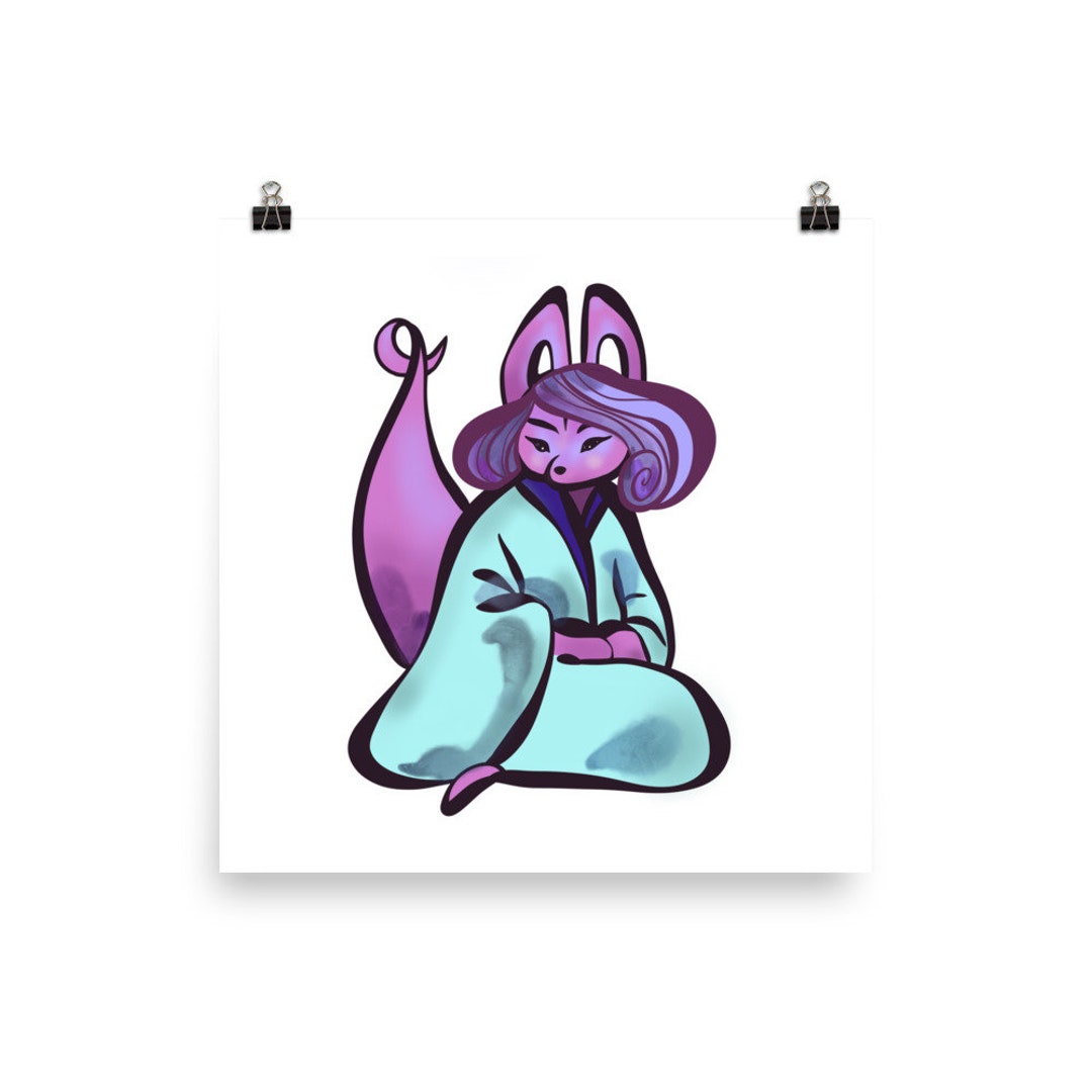 Kitsune Yokai Geisha Girl Poster - Etsy