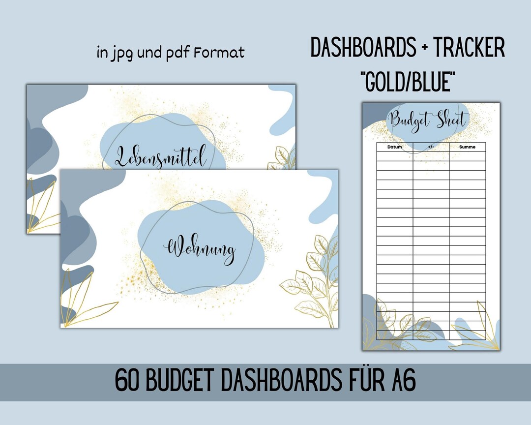 60 Budget Dashboards/cover Sheets Trackers for A6 Binders Cash Stuffing ...
