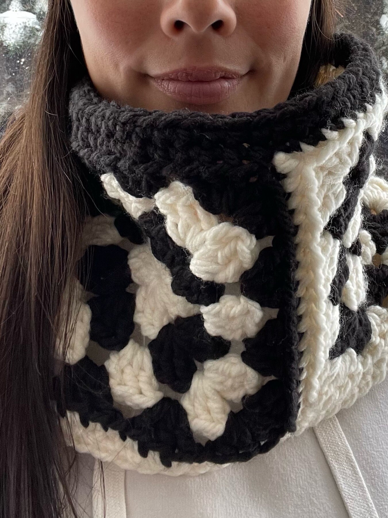 Black & White Granny Square Cowl Crochet Pattern - Etsy