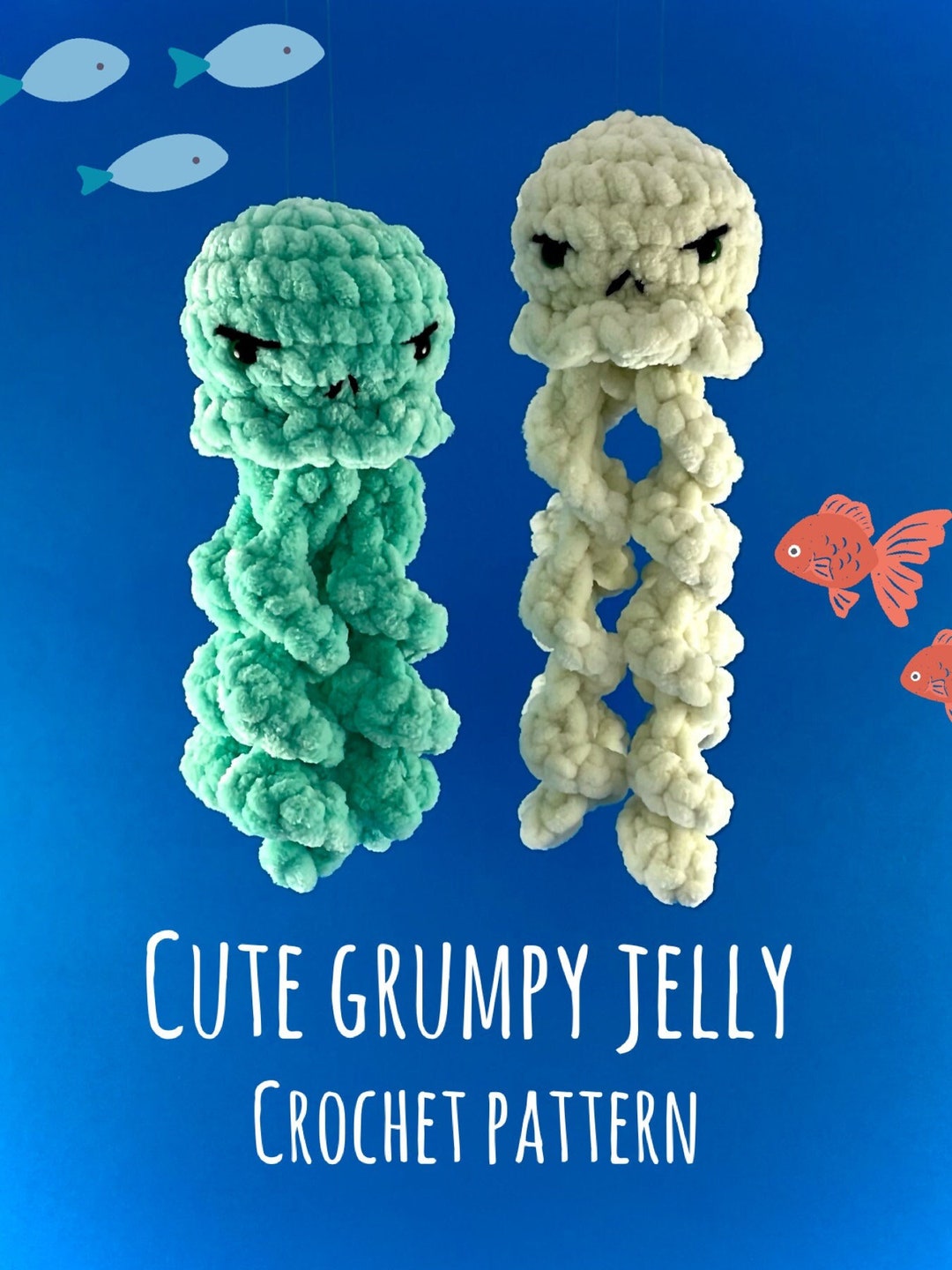 Cute Grumpy Jelly Crochet Pattern, Easy Jellyfish Crochet Pattern ...