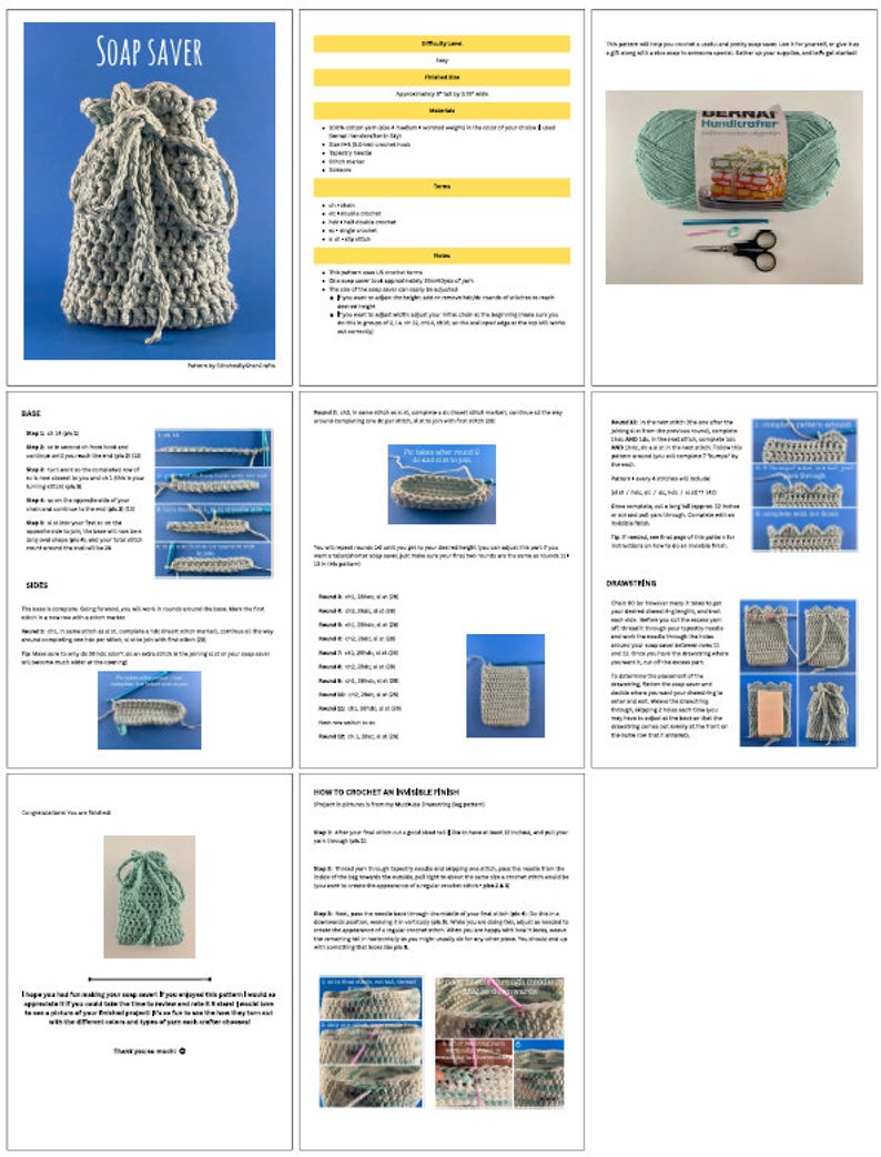 Soap Saver PDF Crochet Pattern & Printable Labels - Etsy