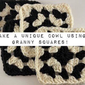 Black & White Granny Square Cowl Crochet Pattern - Etsy
