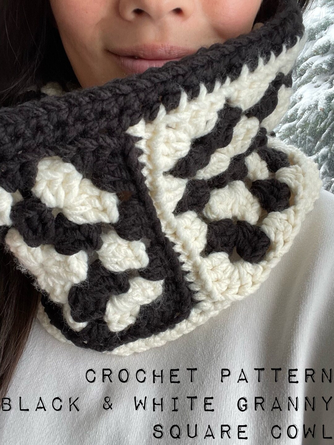 Black & White Granny Square Cowl Crochet Pattern - Etsy
