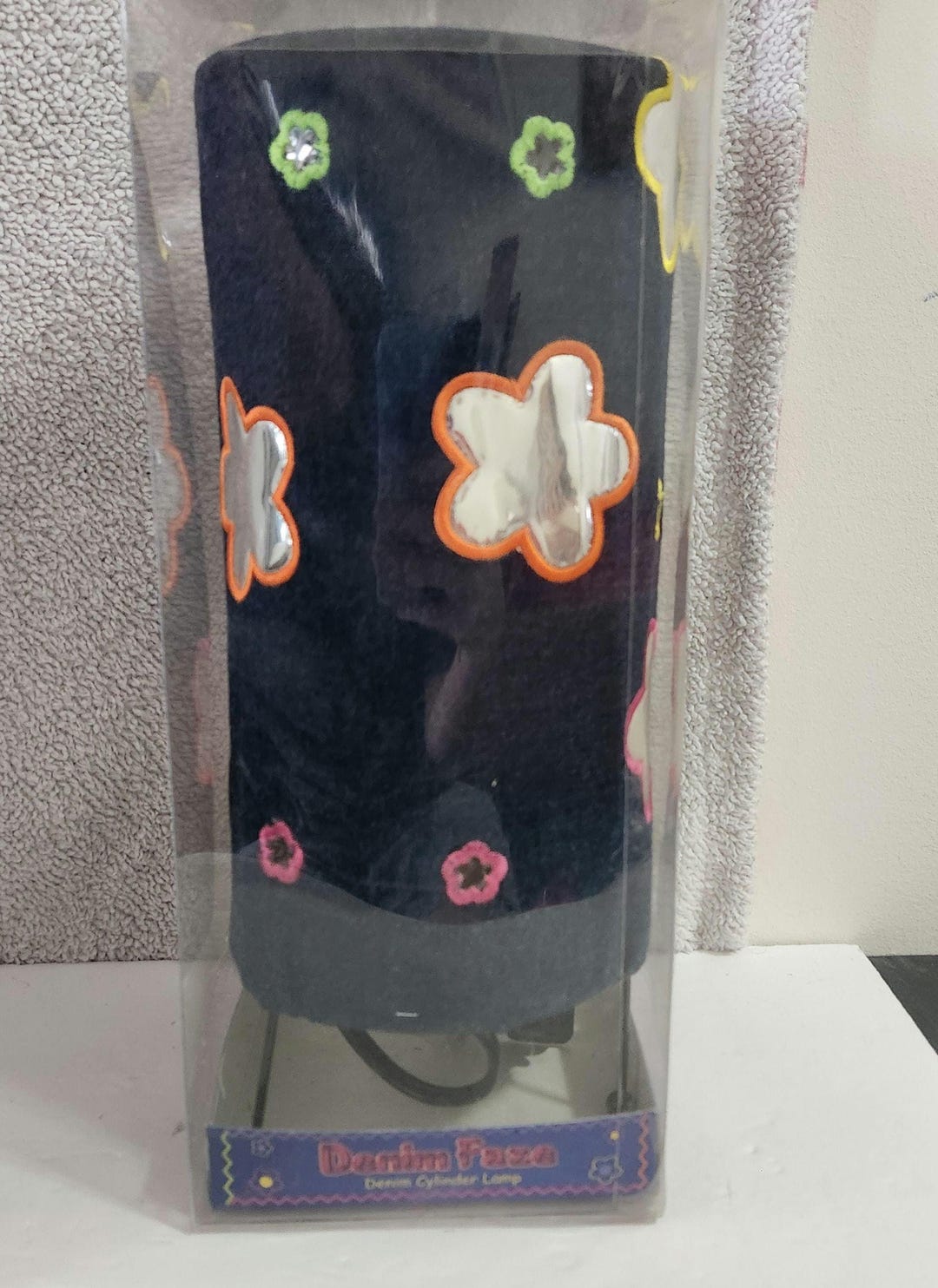 Vintage Y2K Denim Flower Cylinder Platform Table Lamp - Etsy