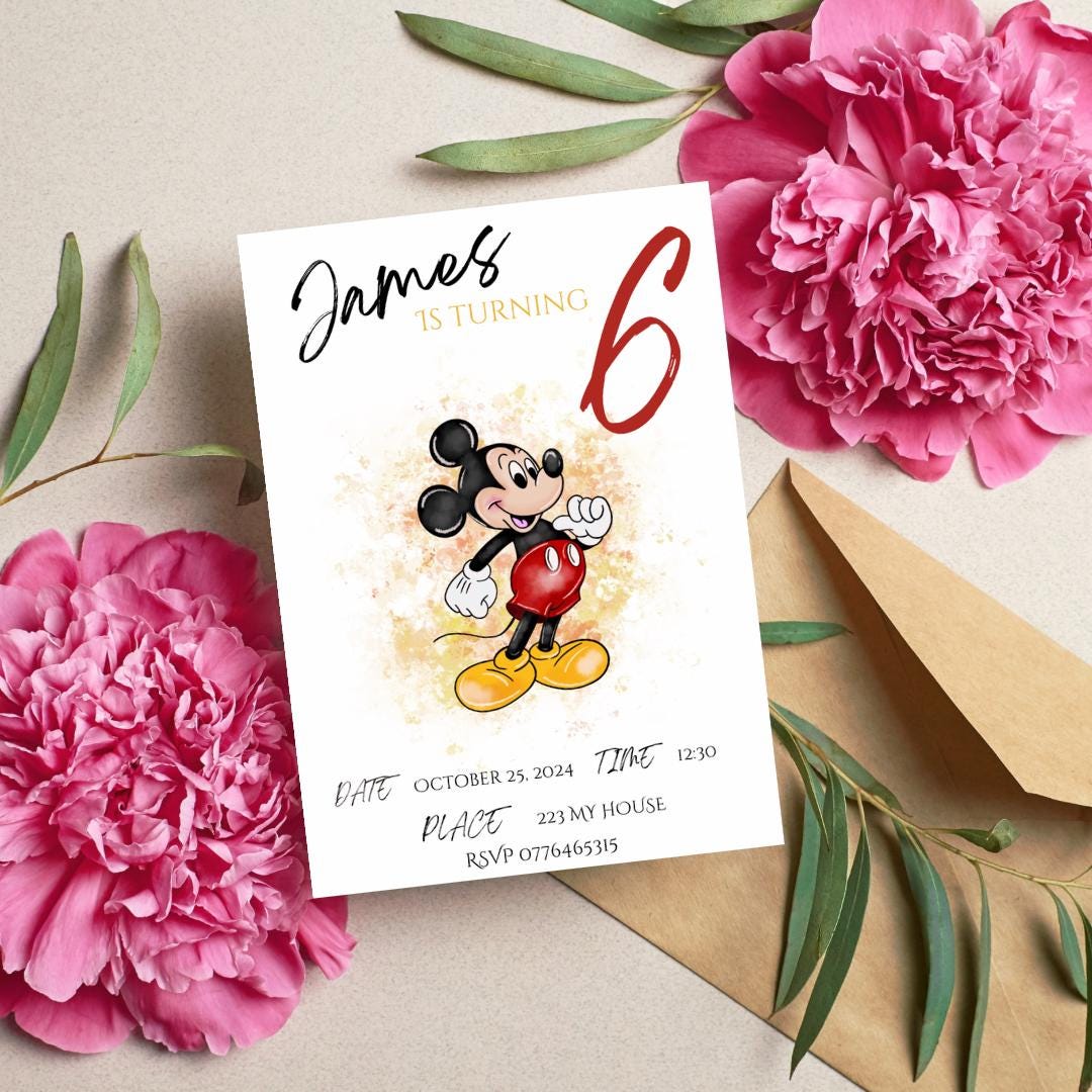 Editable Disney Invitations, Mickey Mouse, Disney, Birthday Gift ...