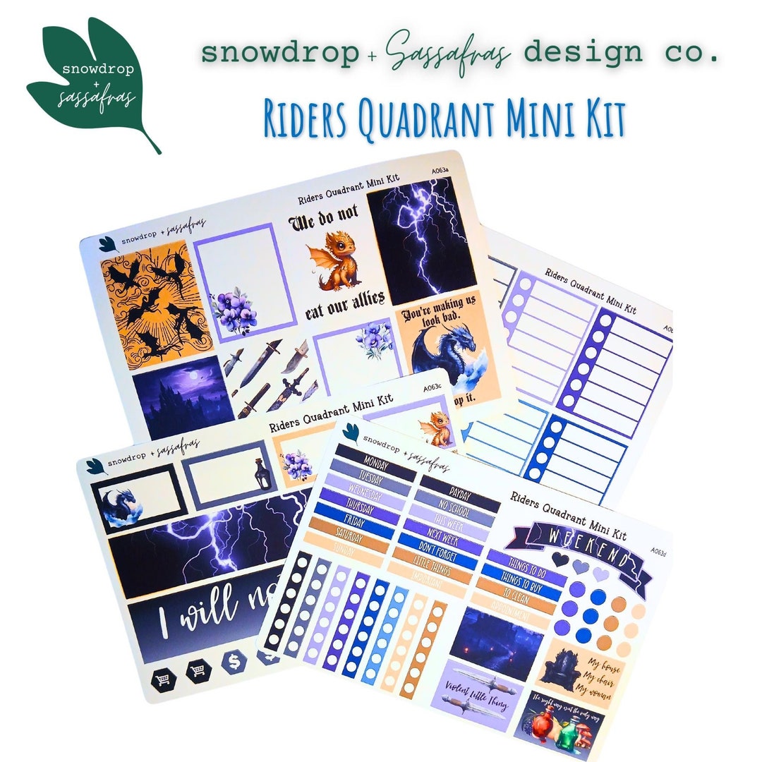 Riders Quadrant Mini Kit (planner Stickers Compatible With Erin Condren ...