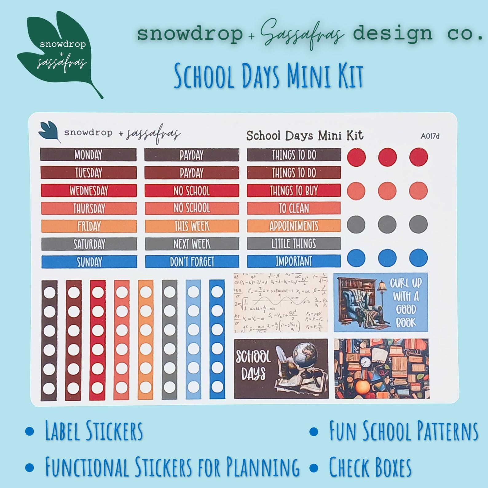 School Days Mini Kit planner Stickers Compatible With Erin Condren and ...