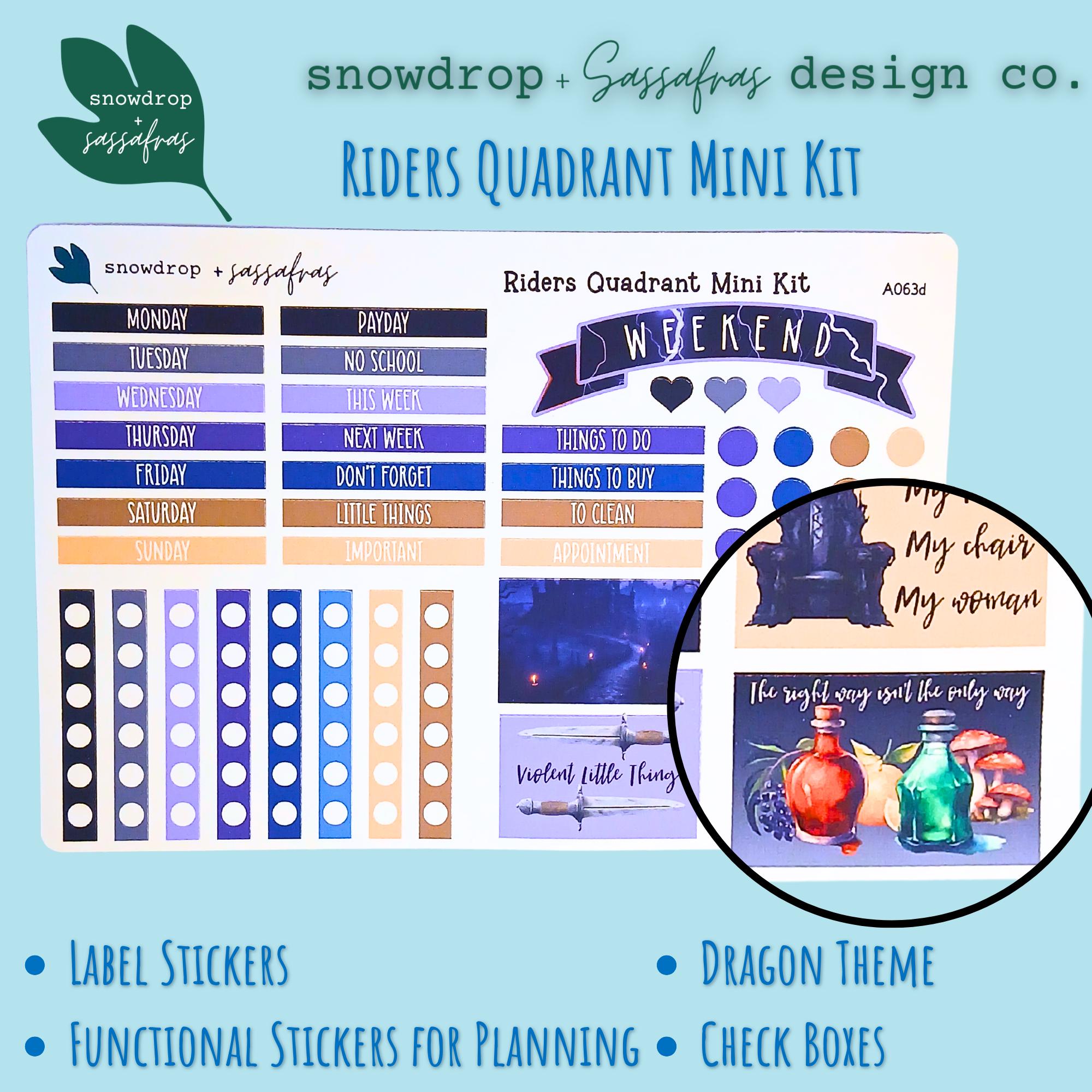 Riders Quadrant Mini Kit (planner Stickers Compatible With Erin Condren ...
