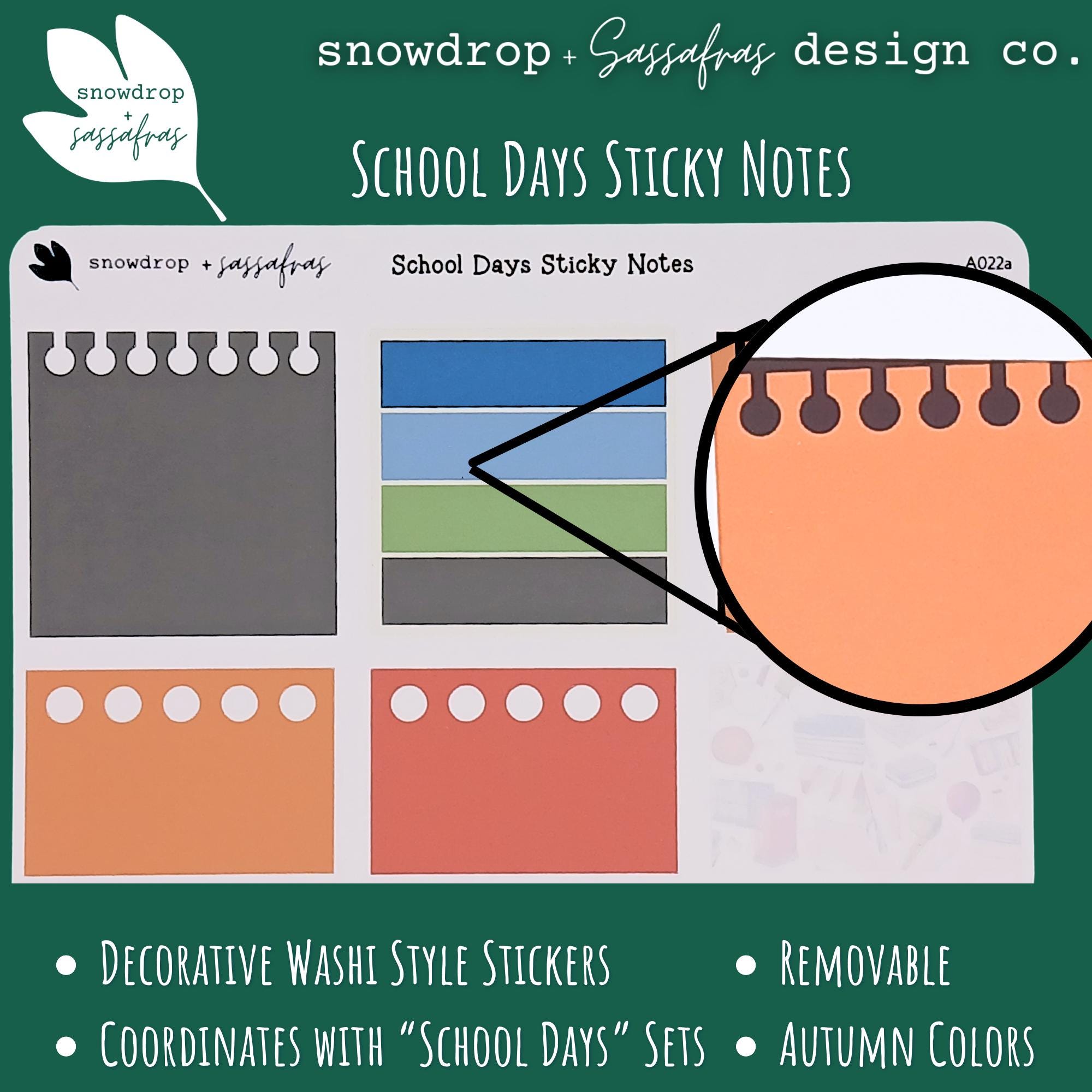 School Days Sticky Notes, Removable - Etsy