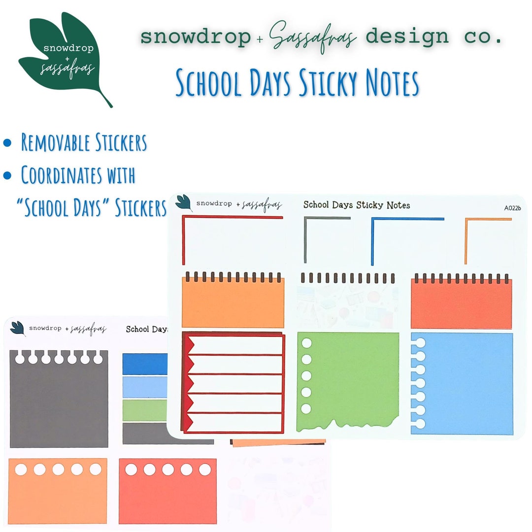 School Days Sticky Notes, Removable - Etsy