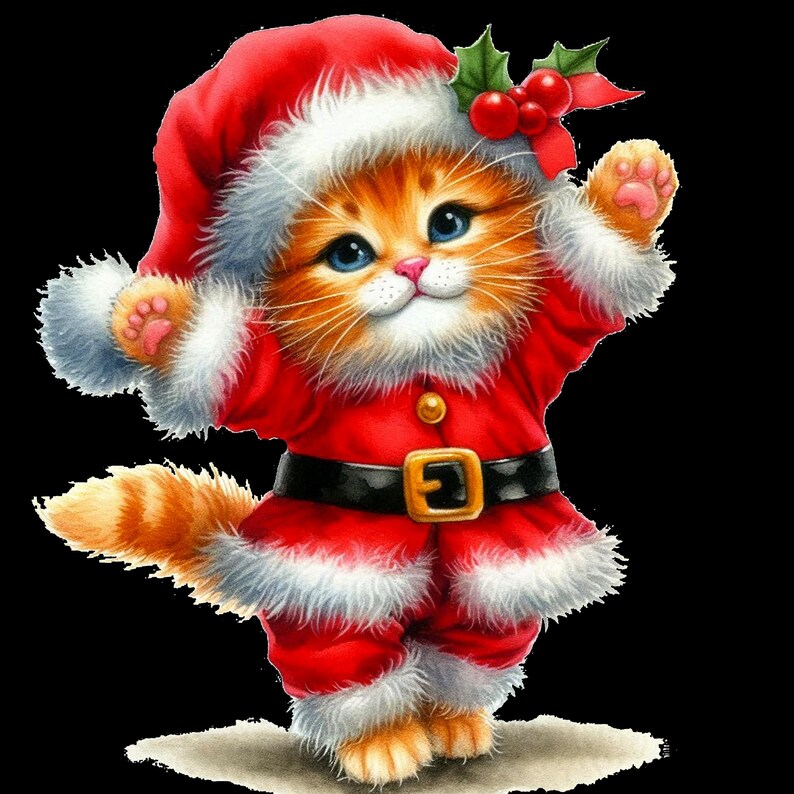 Joyful Santa Cat Christmas Stocking - Etsy