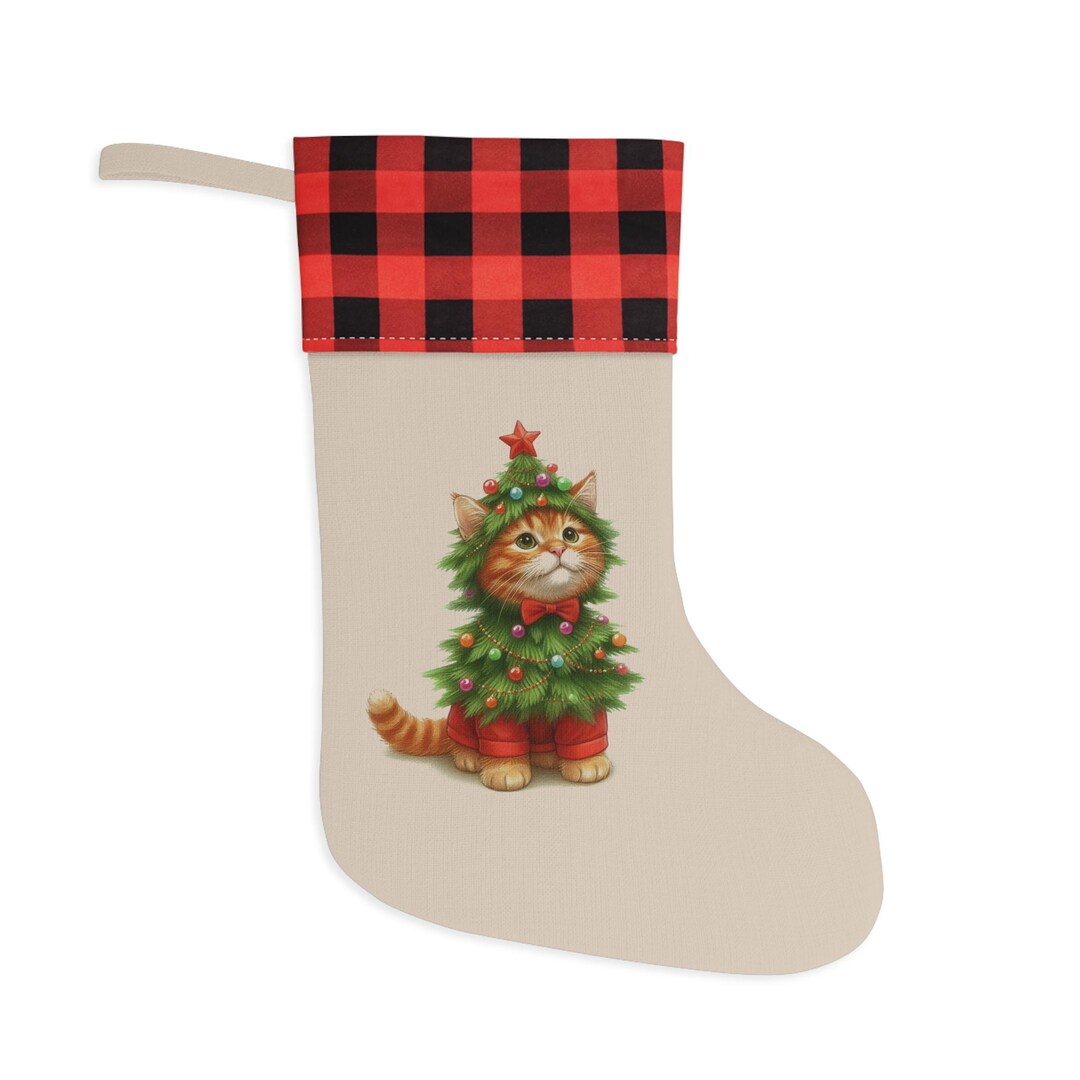 Christmas Stocking Cat in Decorated Tree by Purring Lion - Etsy