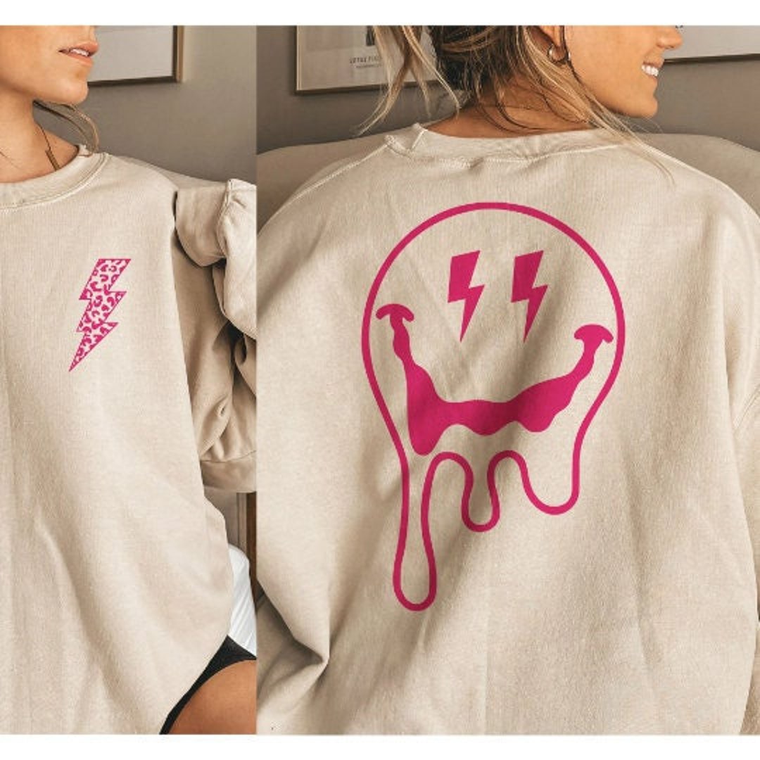 Drippy Smiley SVG, Melted Smiley Face SVG, Lightning Smiley Svg ...