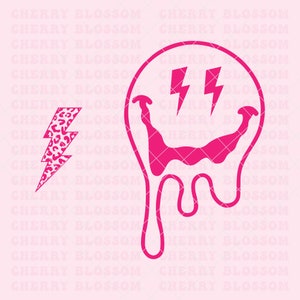 Drippy Smiley SVG, Melted Smiley Face SVG, Lightning Smiley Svg ...