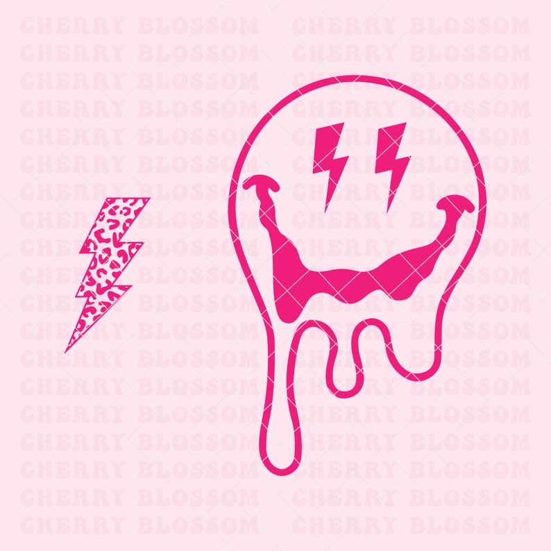 Drippy Smiley SVG Melted Smiley Face SVG Lightning Smiley - Etsy