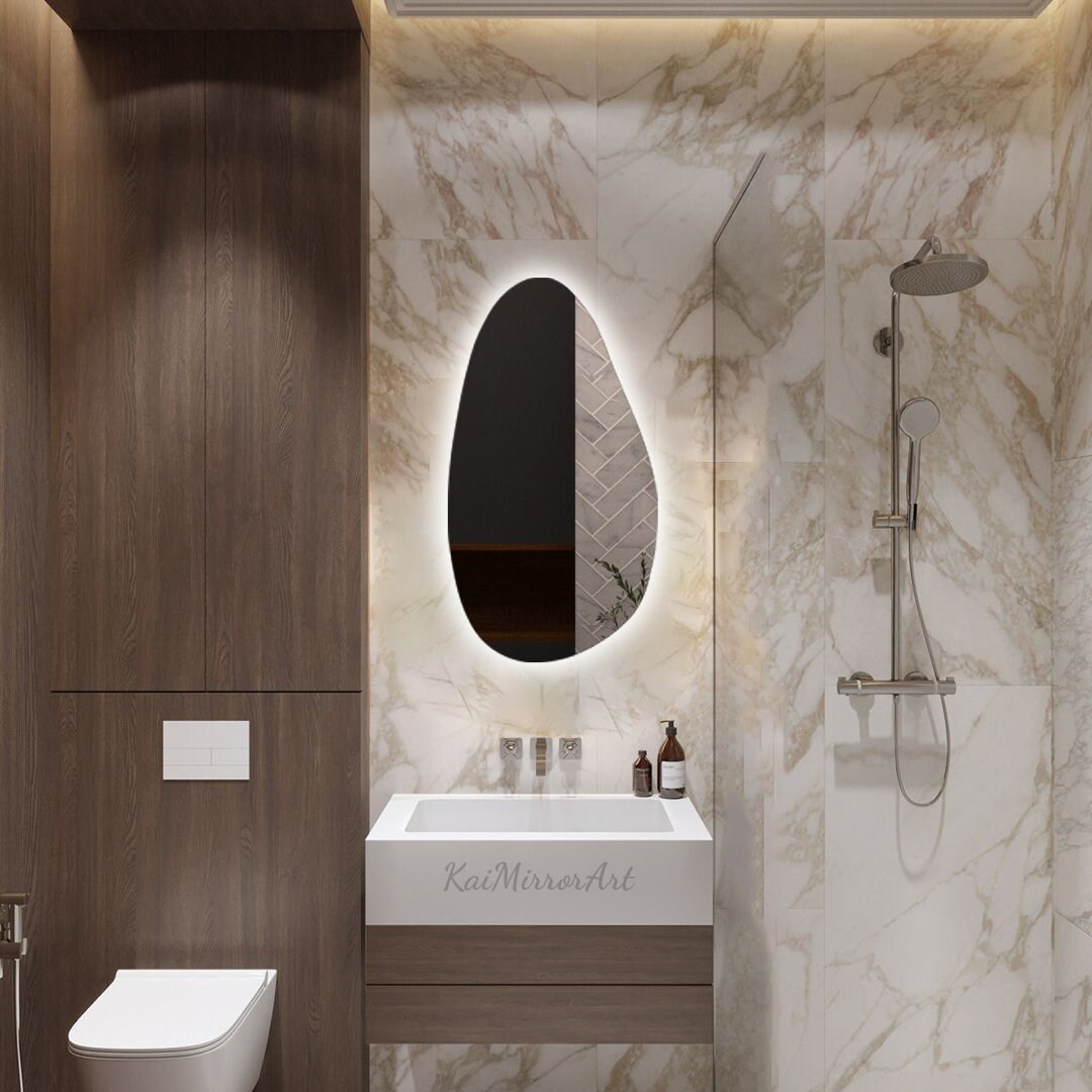Asymmetrical Led Lighted Mirror Bathroom Led Mirror Backlit - Etsy