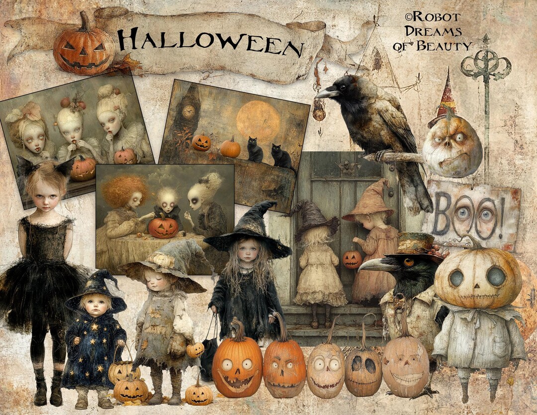 Halloween - A Collection of Digital Images for Collage, Cards, Paper ...