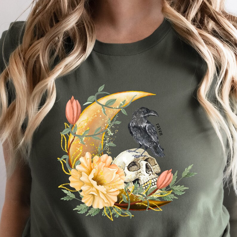 Cottagecore Clothing Cottage Core Shirt Raven and Crescent - Etsy