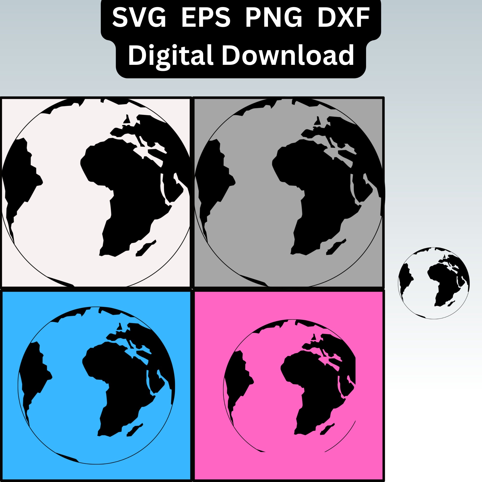 Mundo SVG Planeta Silueta Mundo Silueta Descarga digital - Etsy México