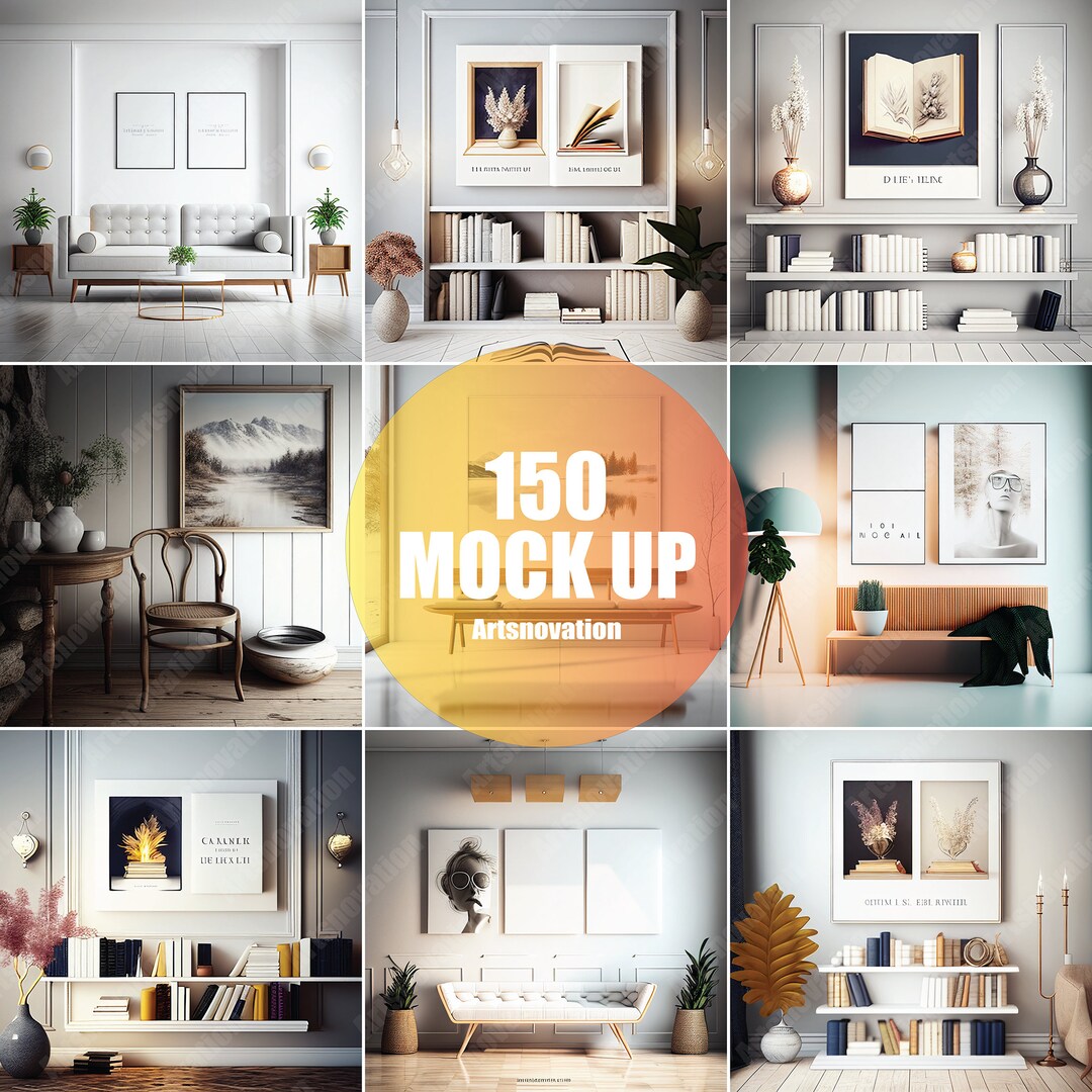 150 Wall and Frame Art Mock Ups / Whole Art Shop Bundle/ Scandinavian ...