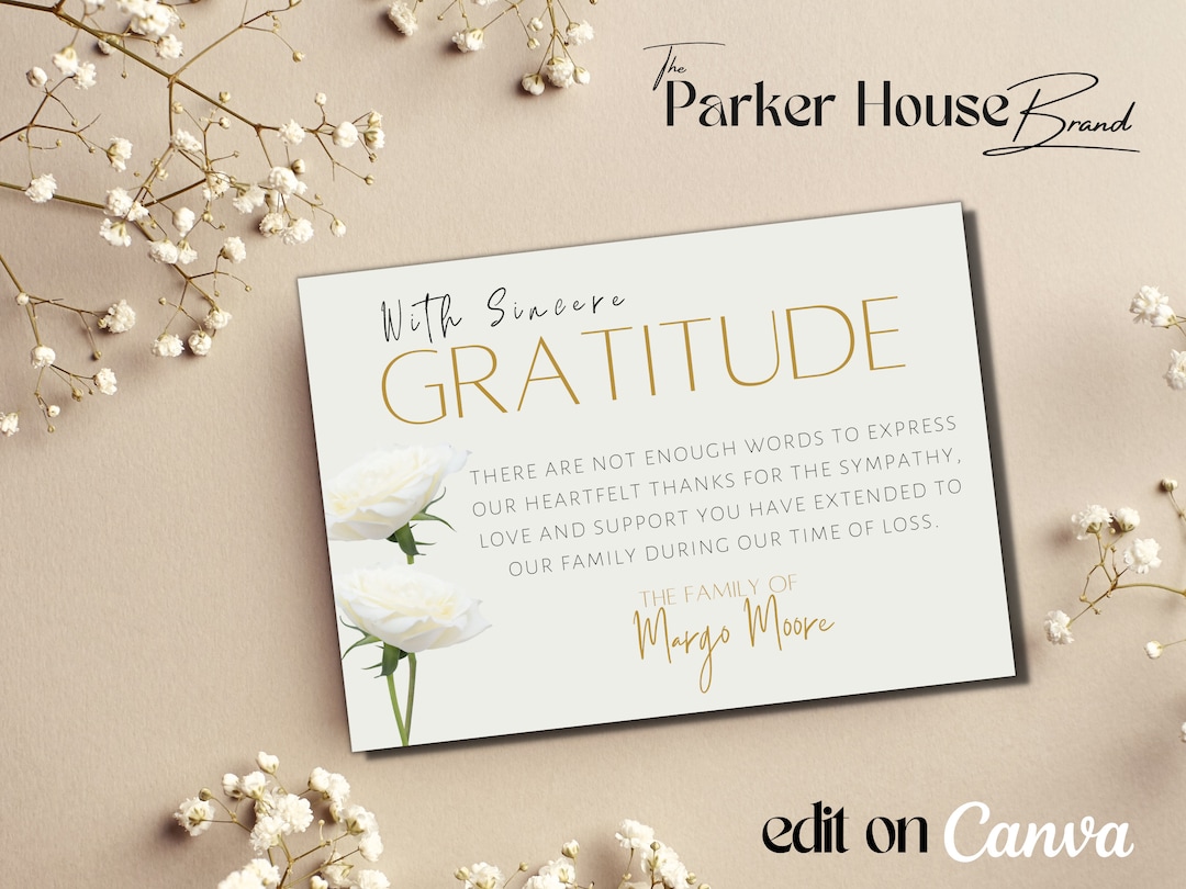 Celebration of Life Thank You Card Printable Funeral Keepsake Cards ...