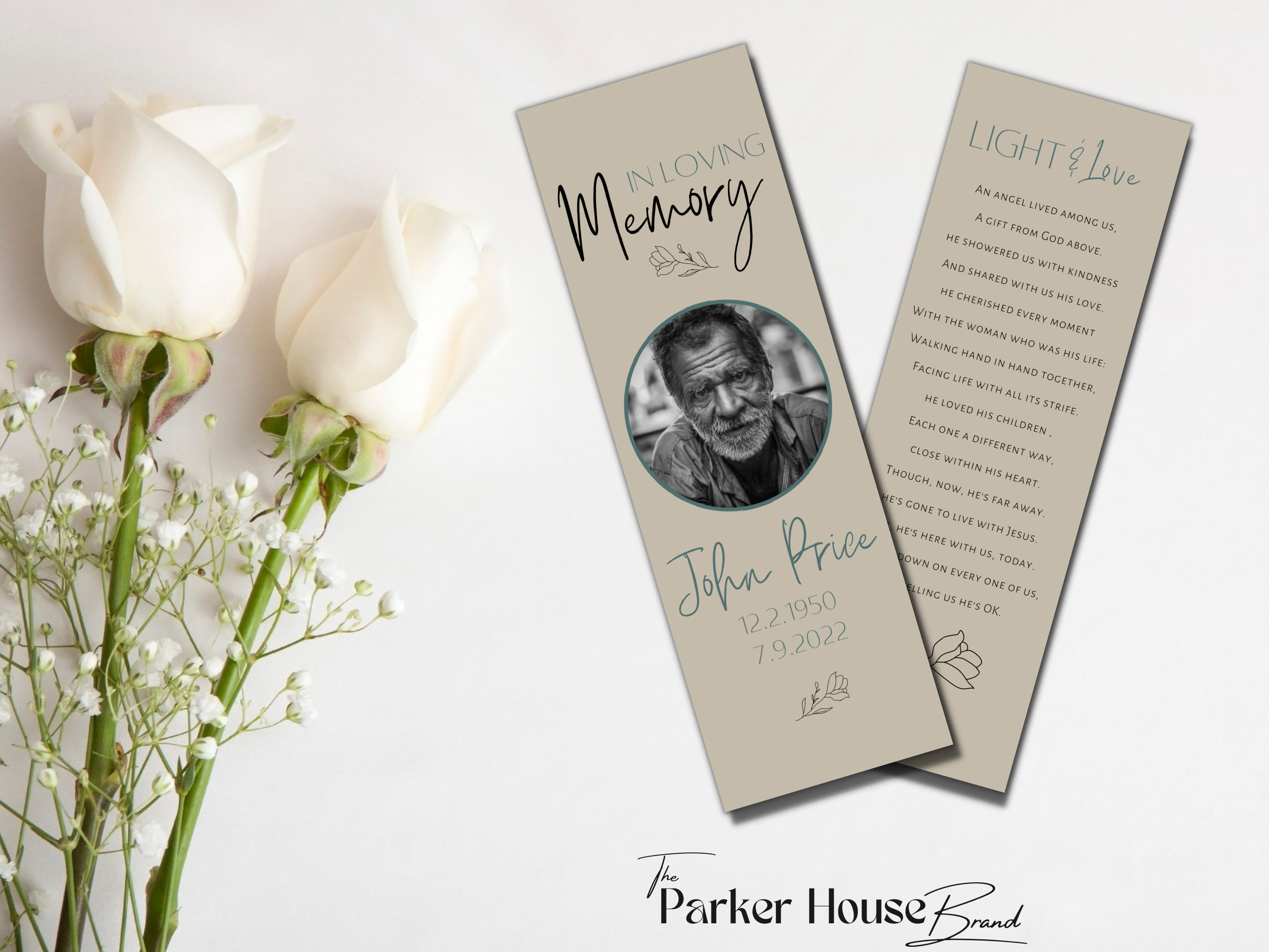 INSTANT DOWNLOAD Editable Memorial Bookmark Funeral Bookmark Printable ...