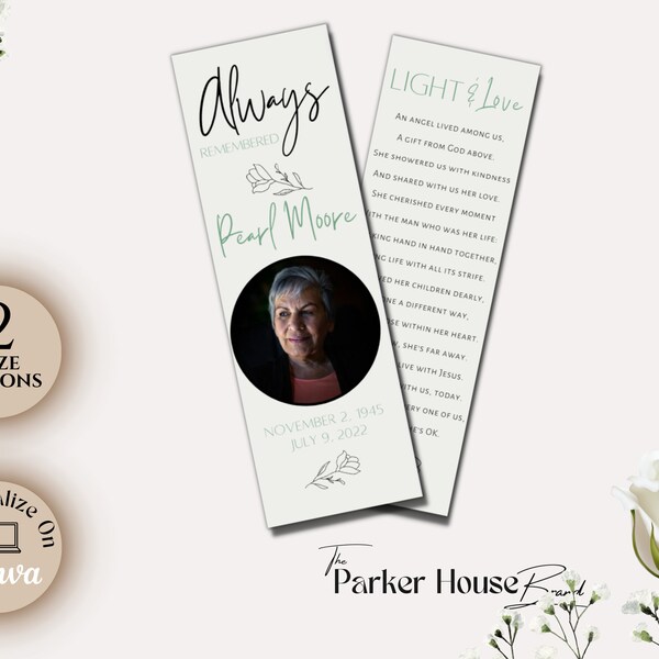 Obituary Bookmark Template - Etsy