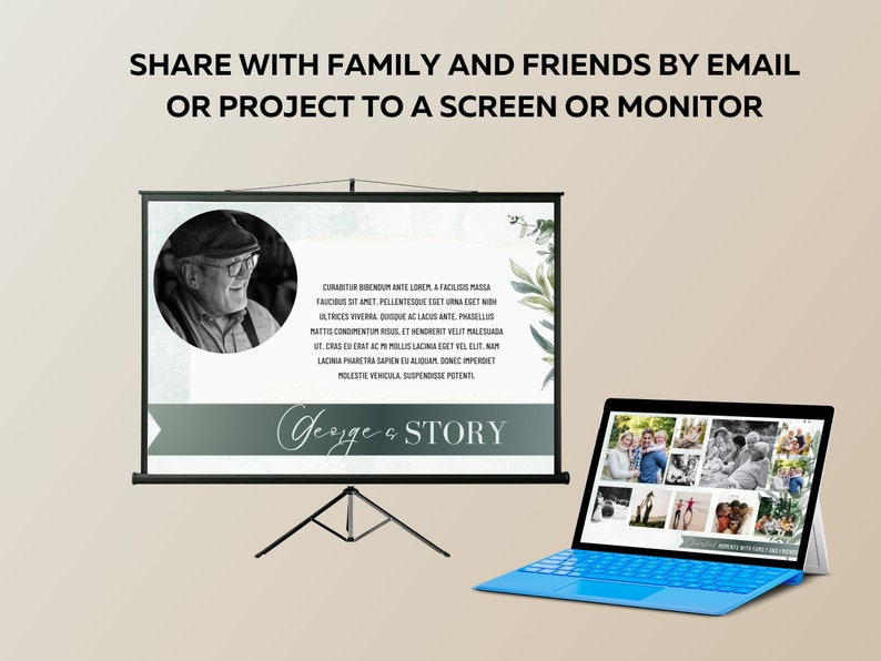 Greenery Funeral Slideshow Template Canva Template Photo Slideshow ...