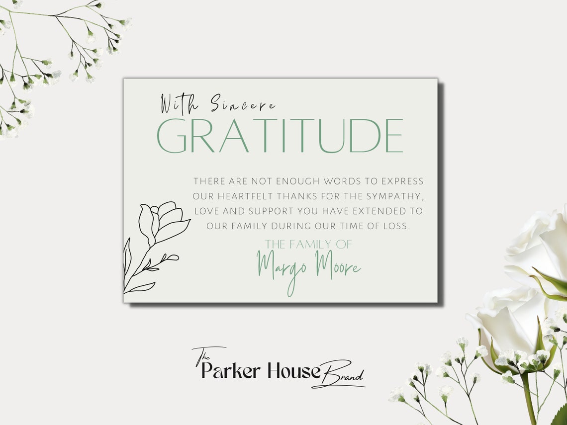 EDITABLE Sympathy Card Funeral Thank You Card Template - Etsy