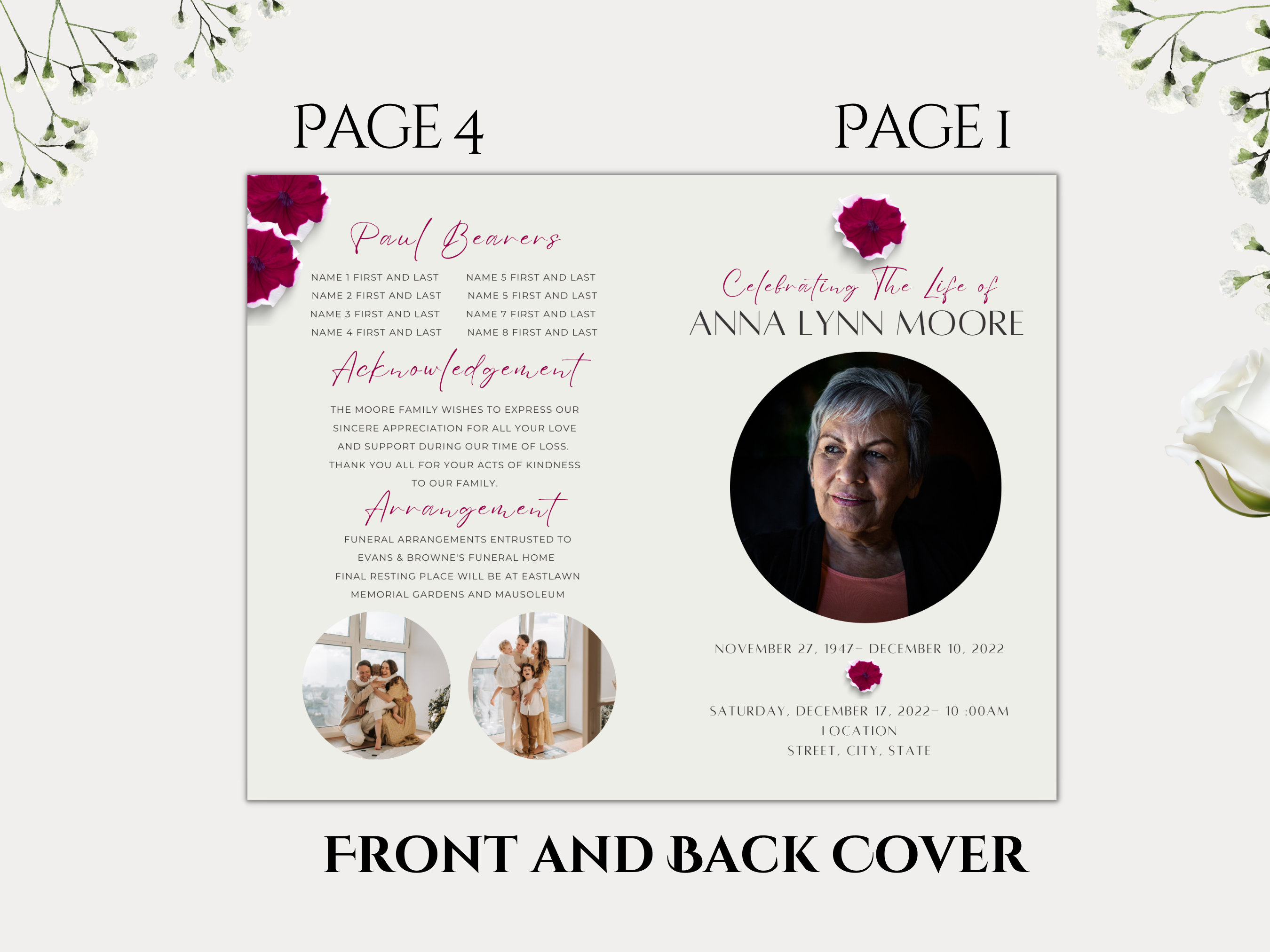 INSTANT DOWNLOAD Editable Funeral Program Template Printable Memorial ...