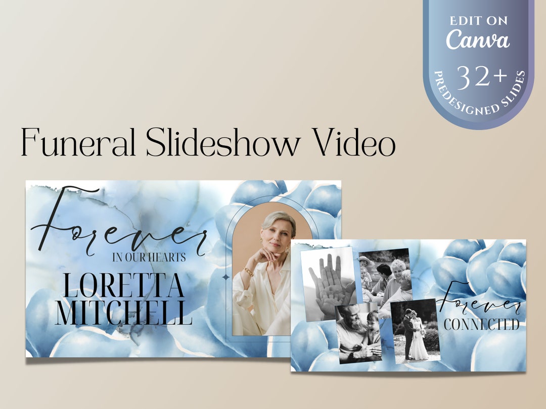 Blue Funeral Slideshow Template Memorial Tribute Slideshow for Woman ...