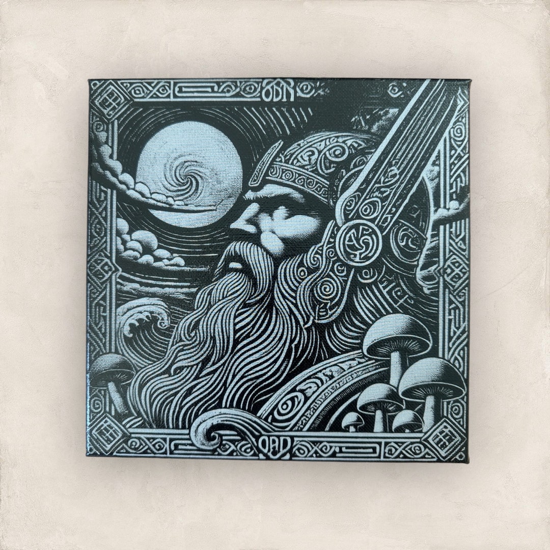 Norse God Odin Engraved Canvas Art - Mystical Viking Wall Decor - Etsy