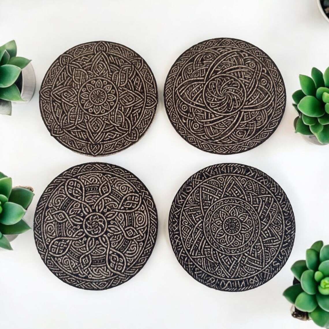 Celtic Cork Coasters - Set of 4 - Etsy
