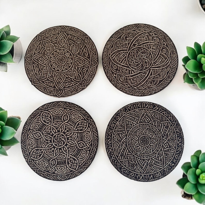 Celtic Cork Coasters - Set of 4 - Etsy