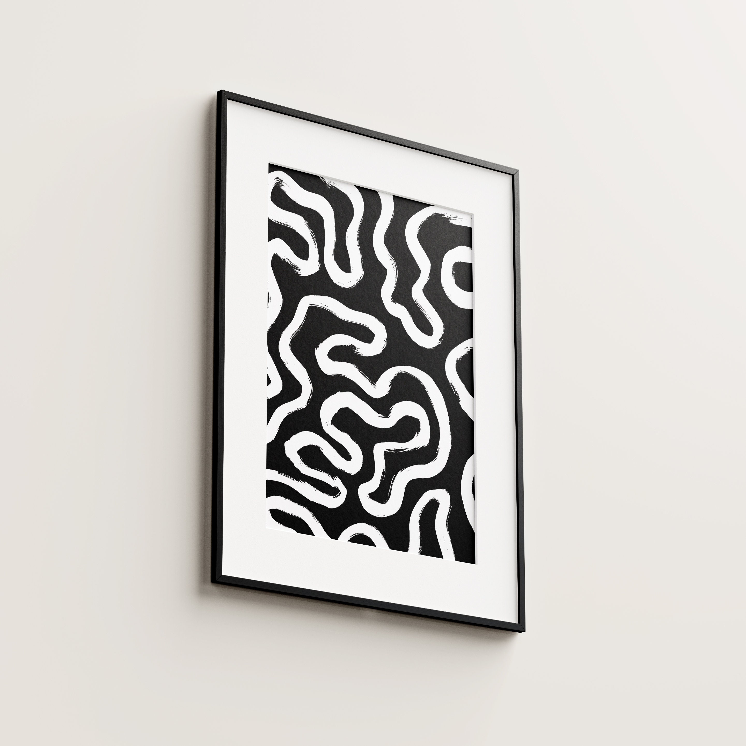 Black White Abstract Swirl Poster, Minimal Abstract Line Print, Black ...