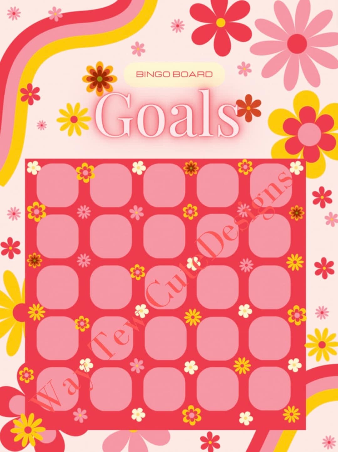 Goals & Goals Bingo Board Template - Etsy