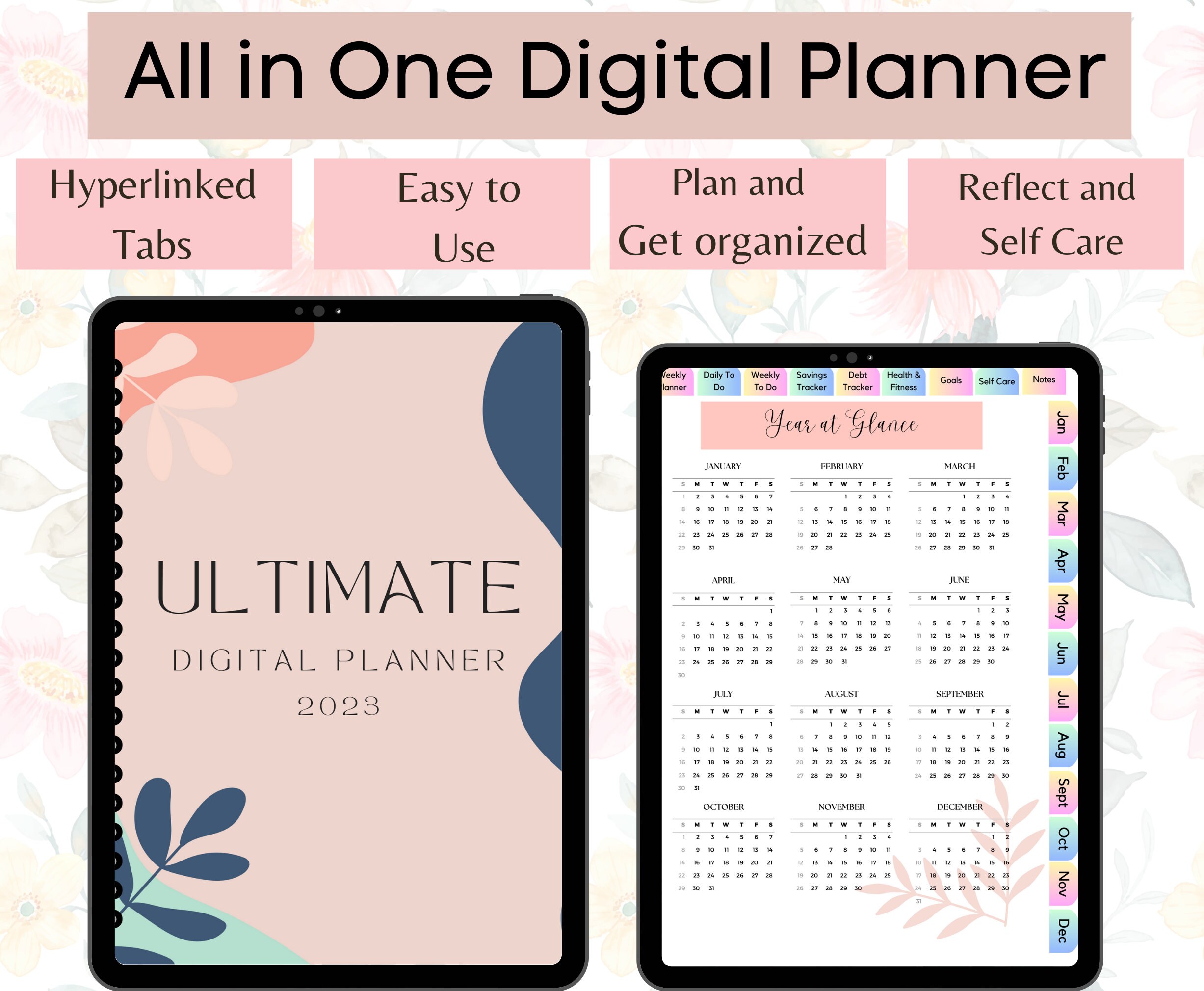 Digital Planner Hyperlinked Planner Weekly & Monthly Planner All in One ...