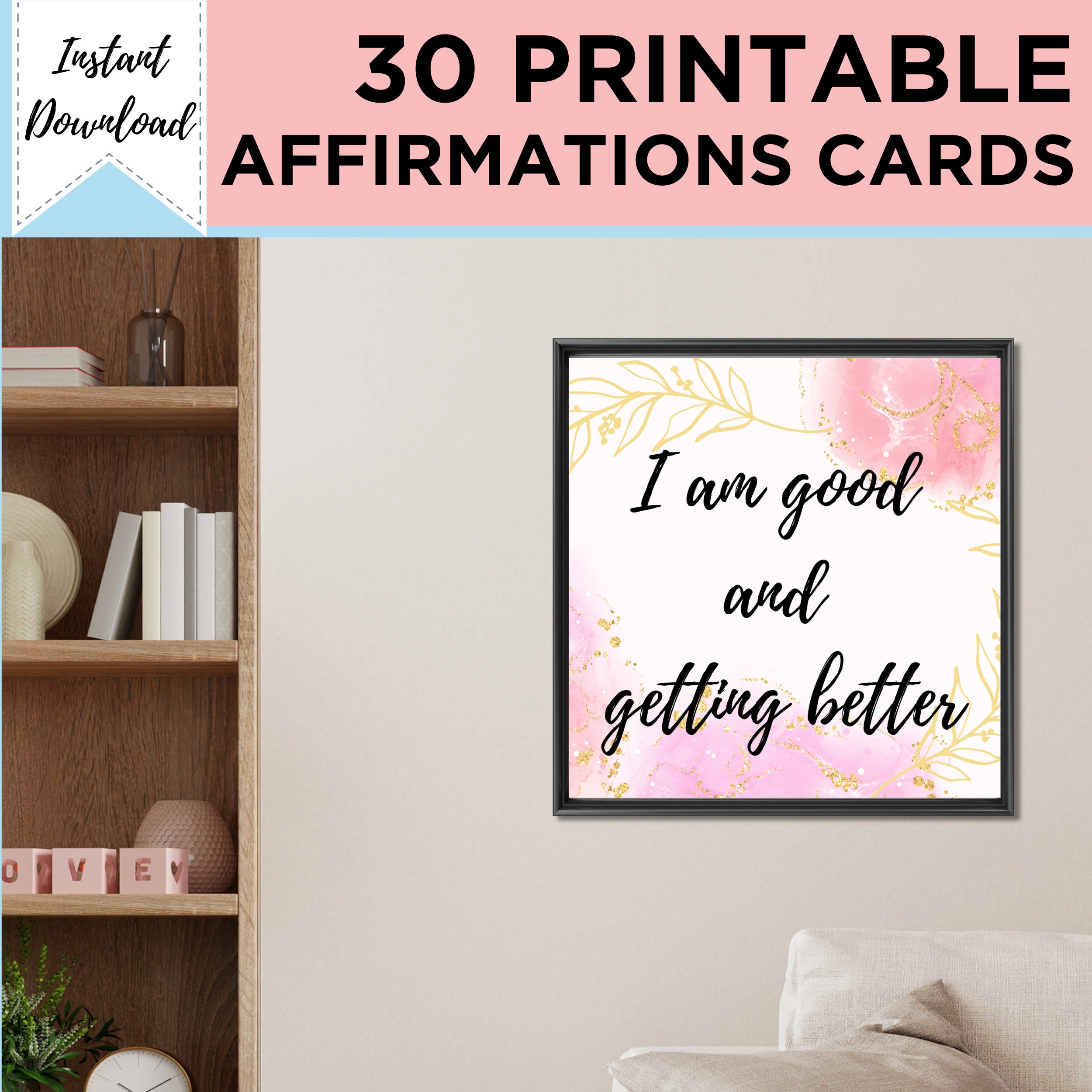 30 Affirmations Cards Digital Download | Positive Quotes 2023 Printable ...