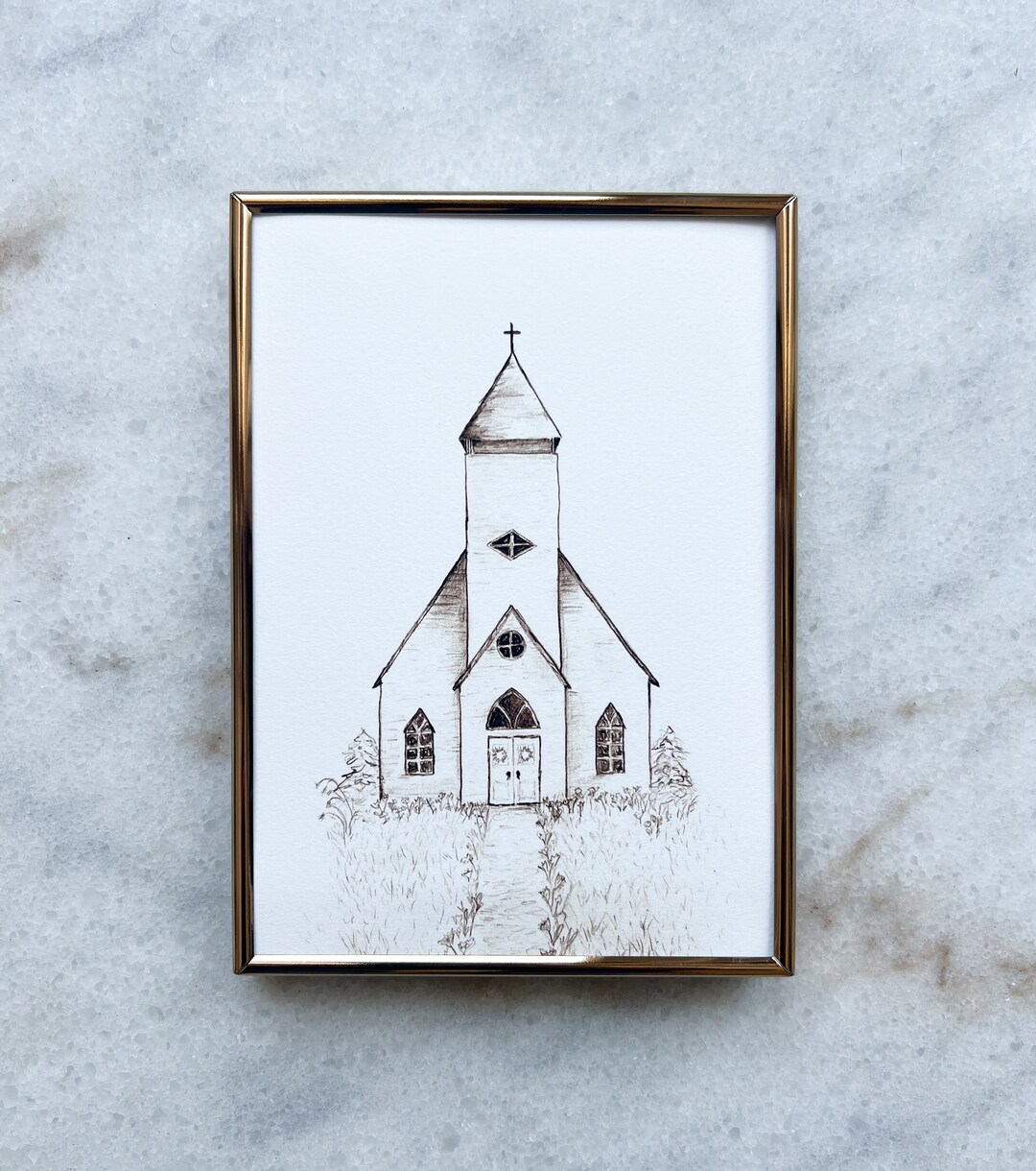 LITTLE COUNTRY CHURCH Church Print Countryside Art Farmhouse Art ...