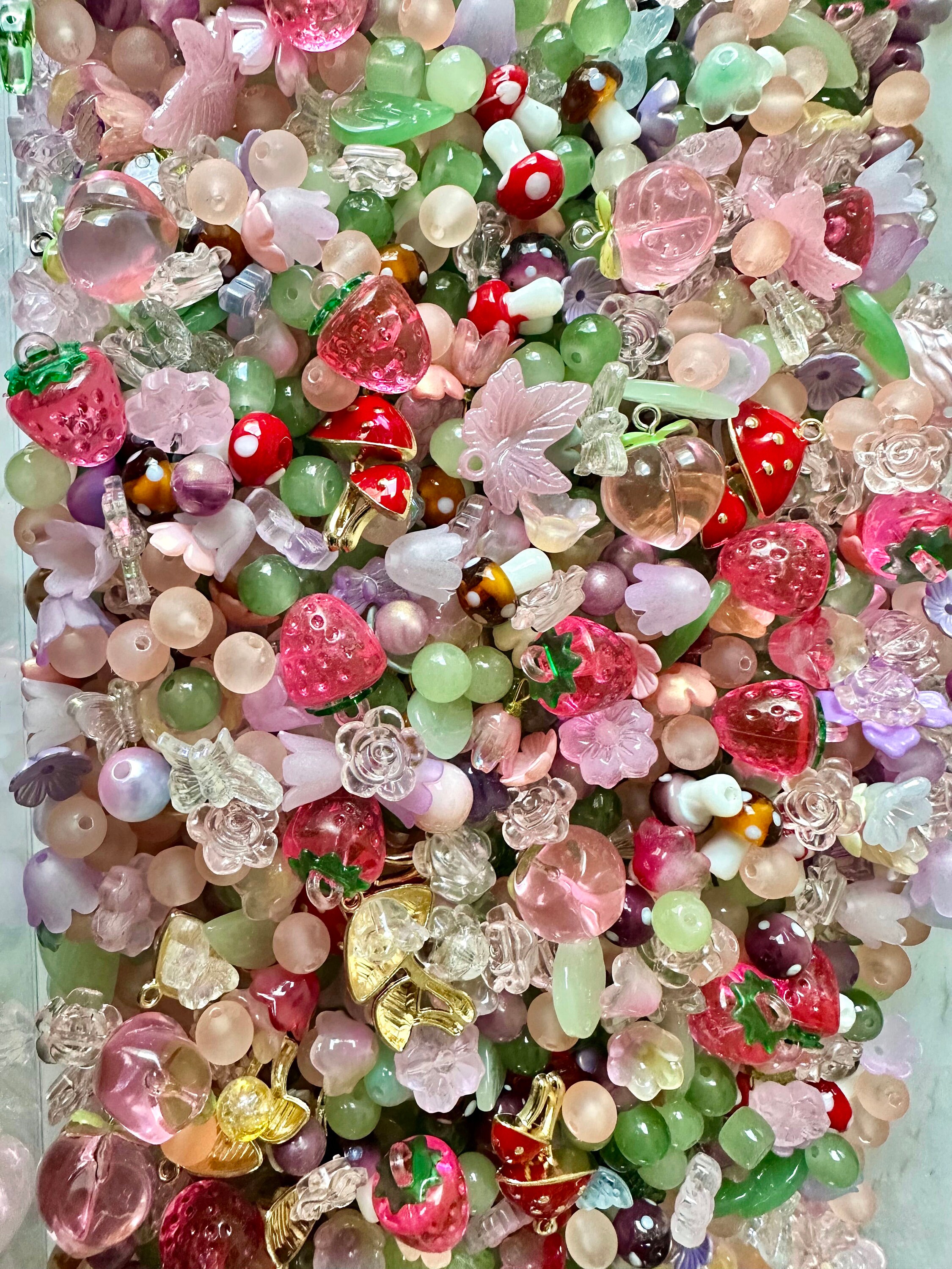 Cottagecore Bead Mix, Cottage Beads, Nature Beads, Mushrooms, Bead Soup ...