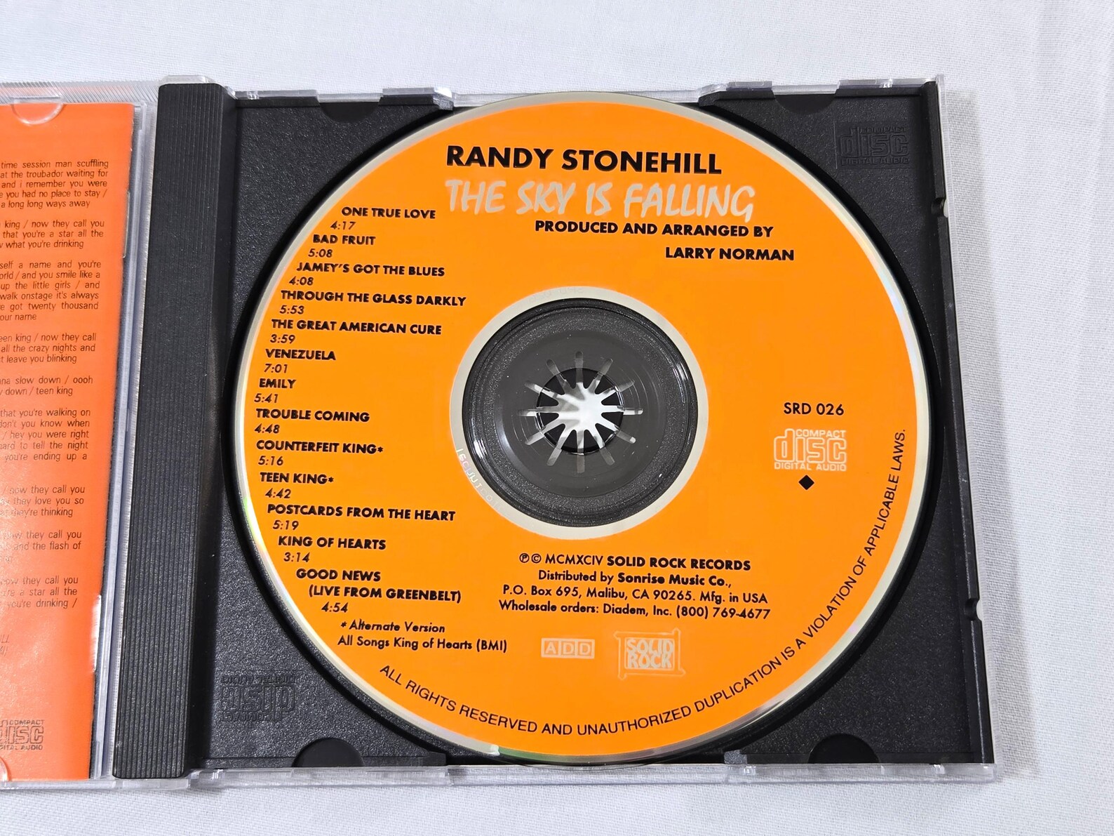 Vintage 90's Christian Rock CD, "the Sky is Falling" by Randy Stonehill ...