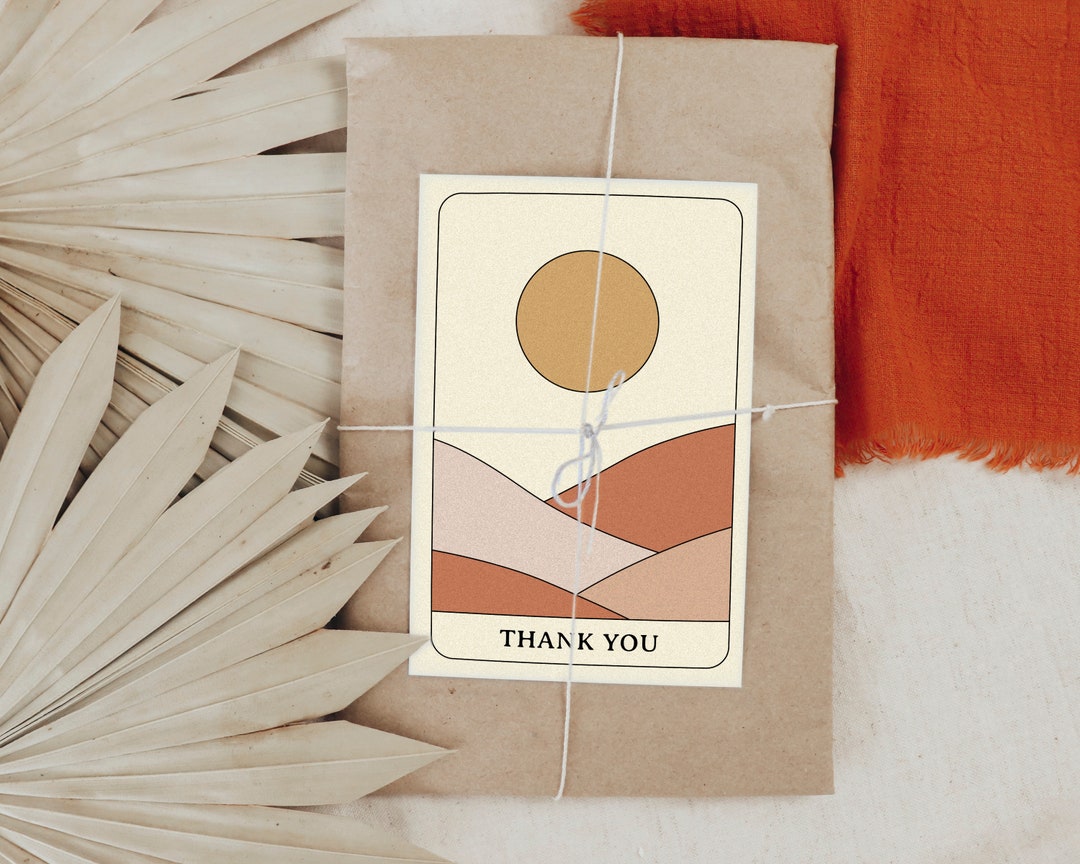 Desert Sunset 100 Thank You Card Insert, Physical Thank You Card, Retro ...