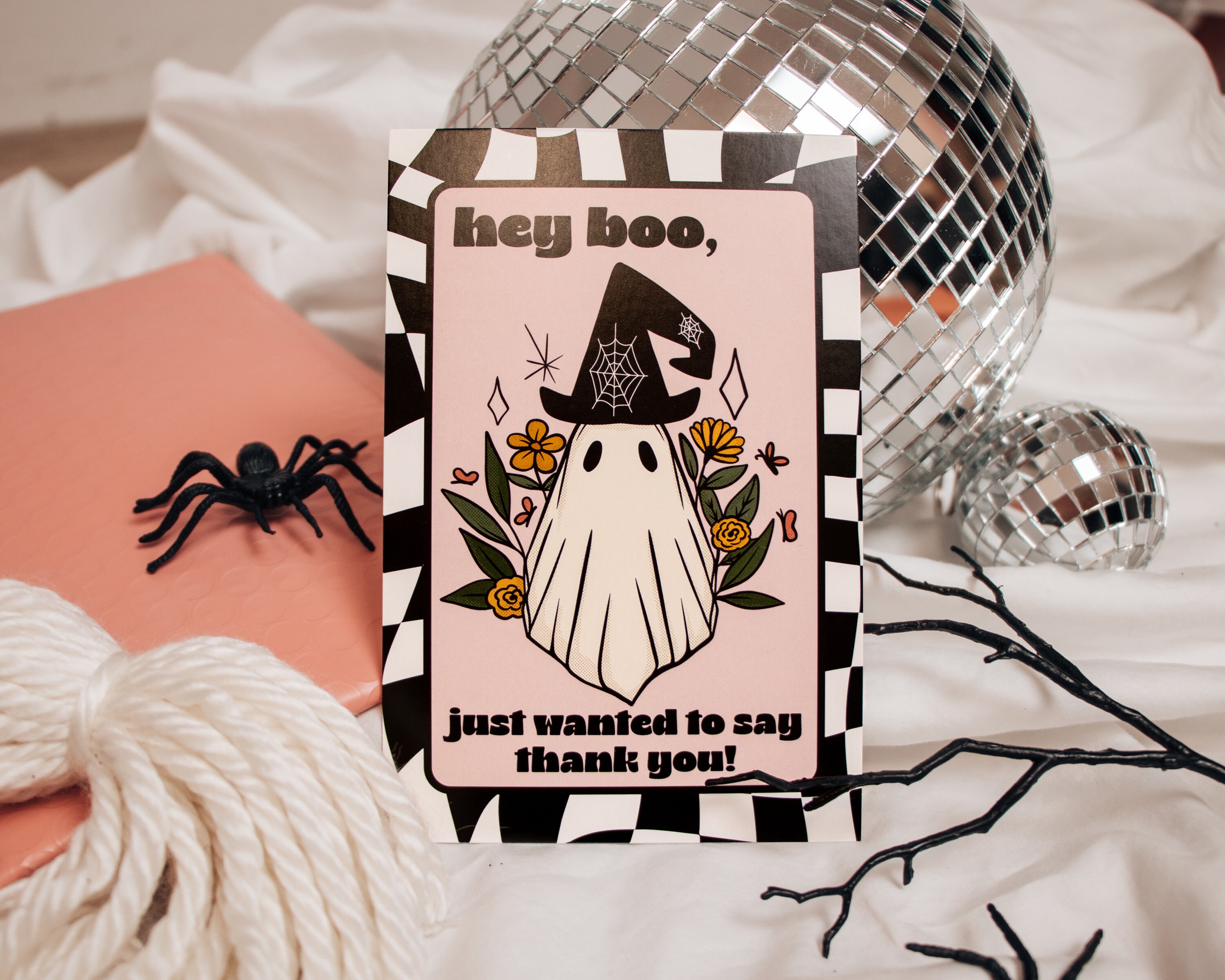 50 Retro Ghost Thank You Card Insert, Small Business Thank You Card ...