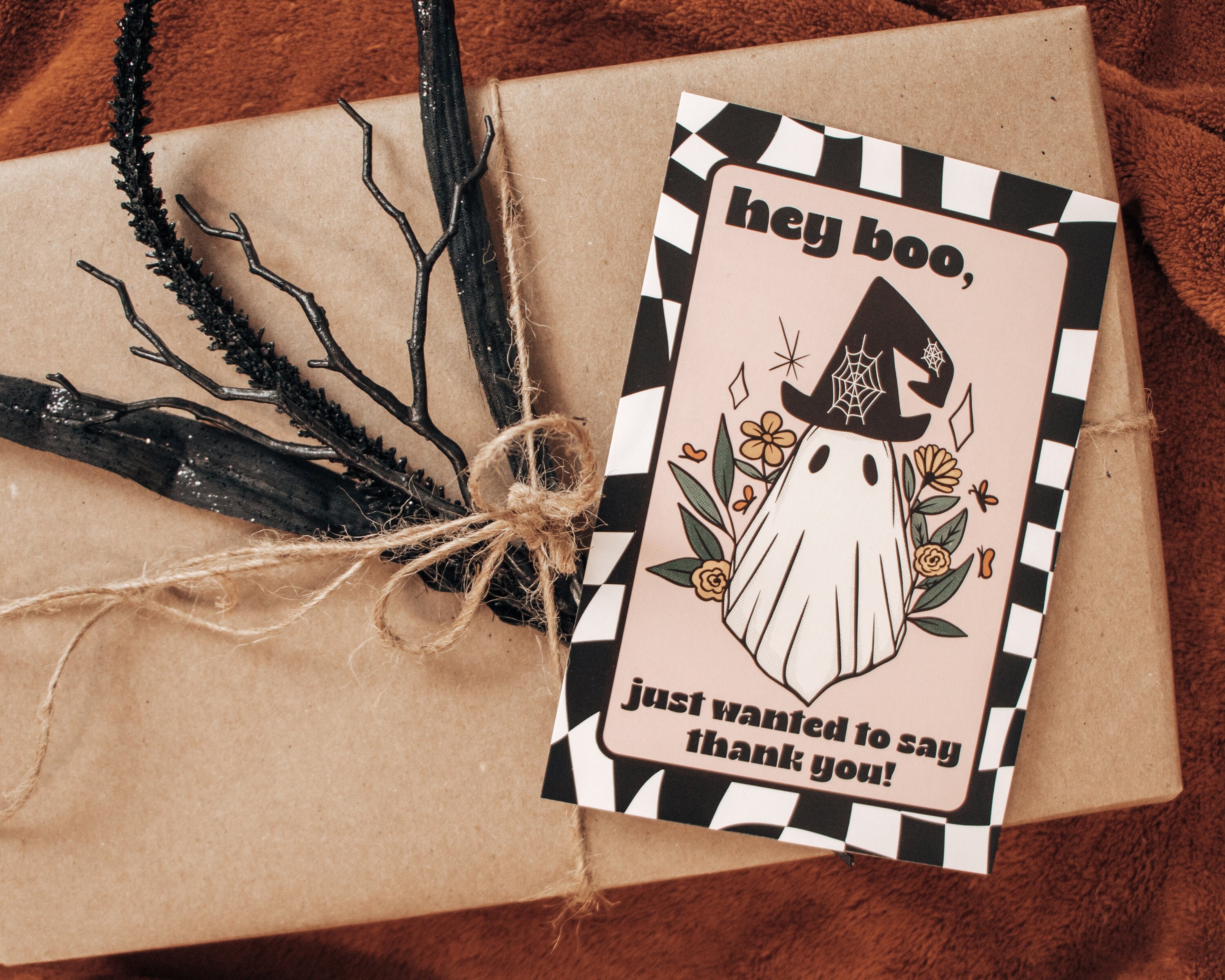 50 Retro Ghost Thank You Card Insert, Small Business Thank You Card ...