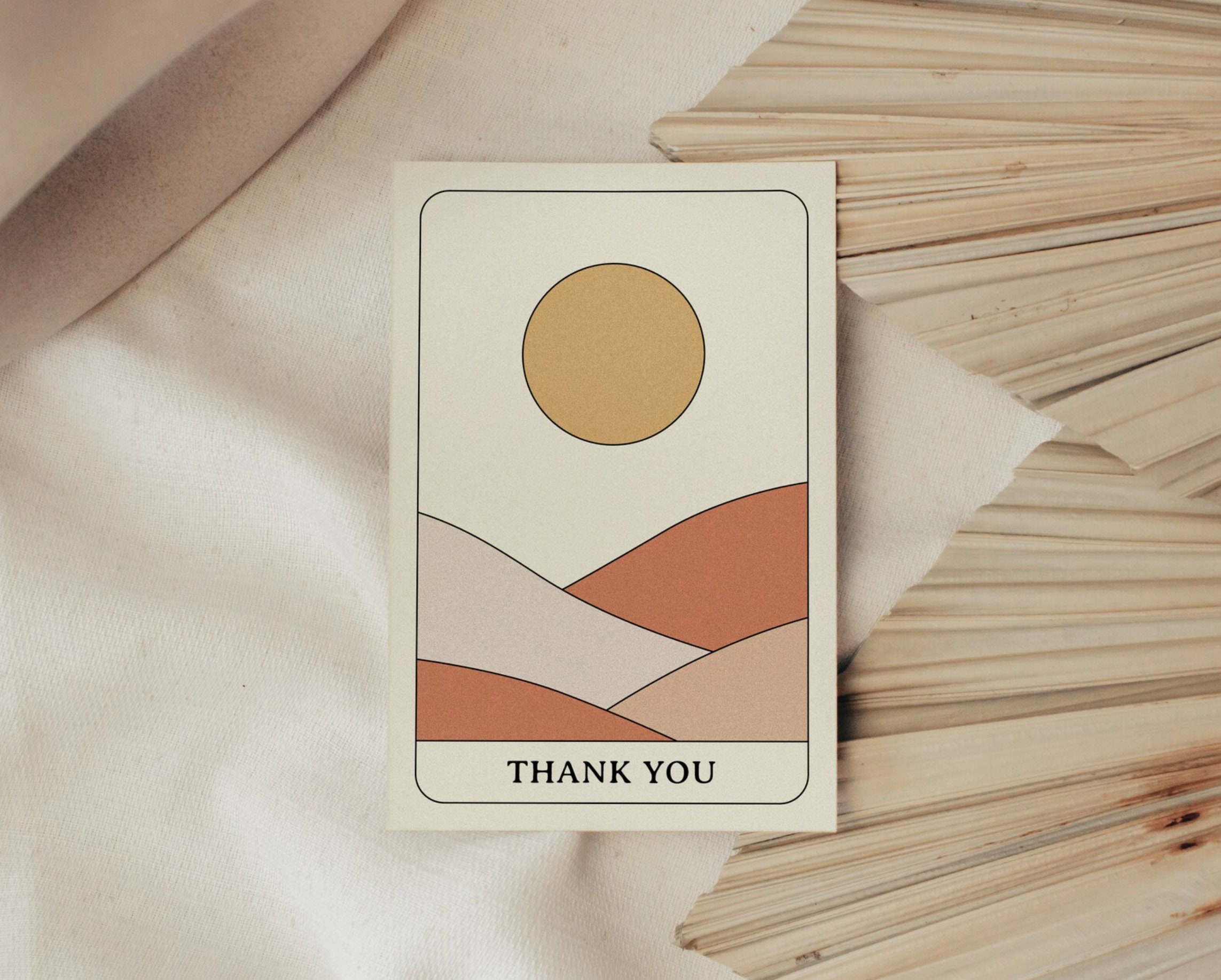 Desert Sunset 100 Thank You Card Insert, Physical Thank You Card, Retro ...