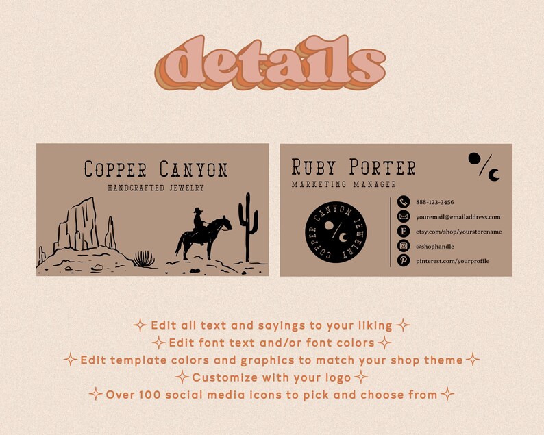 Western Business Branding, Western Business Card, Customizable Store ...
