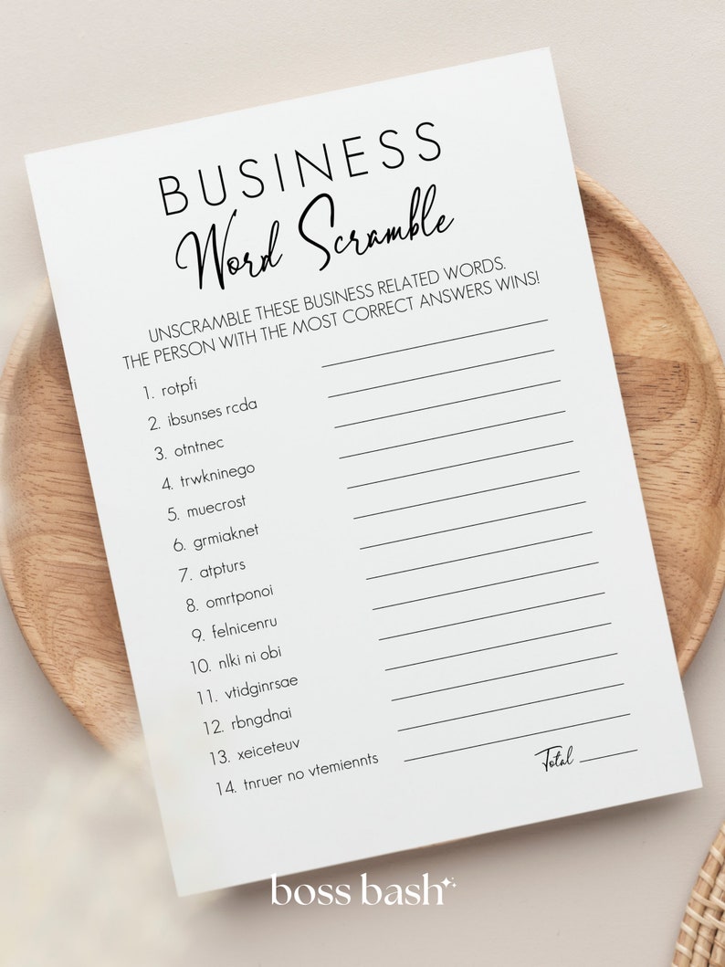 Modern Word Scramble Business Shower Party Game Small Business - Etsy